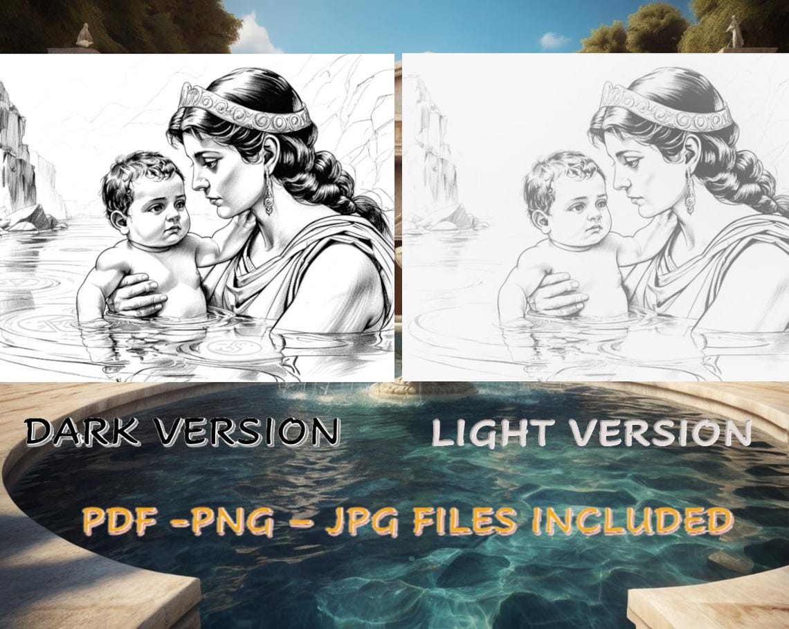 Greek Mythology Coloring Set – 30 Pages, Grayscale & Light Version ...