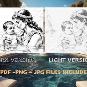 Greek Mythology Coloring Set – 30 Pages, Grayscale & Light Version ...