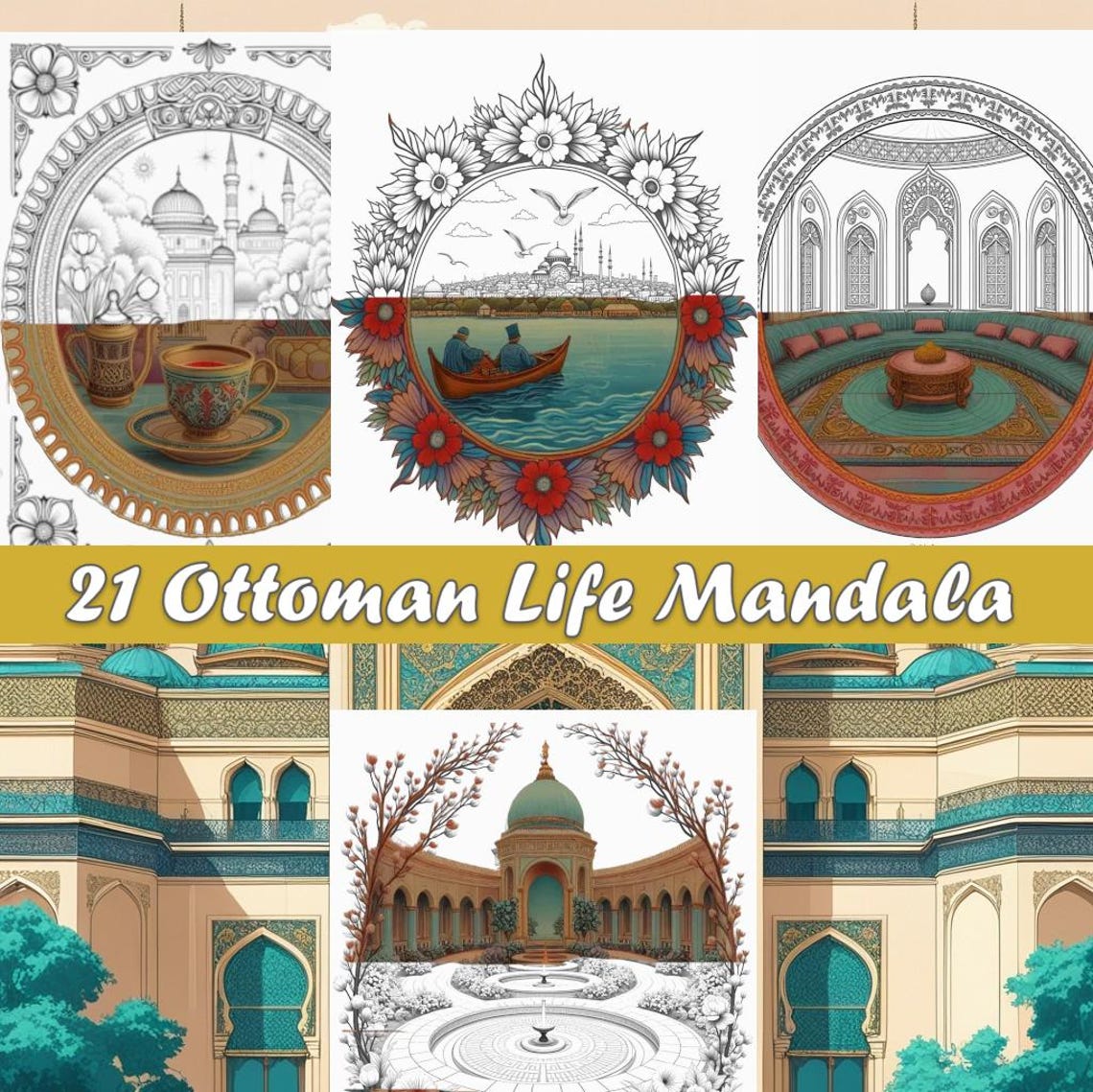 Ottoman Palace Mandala 1 - Grayscale Coloring Pages| Printable A4 ...