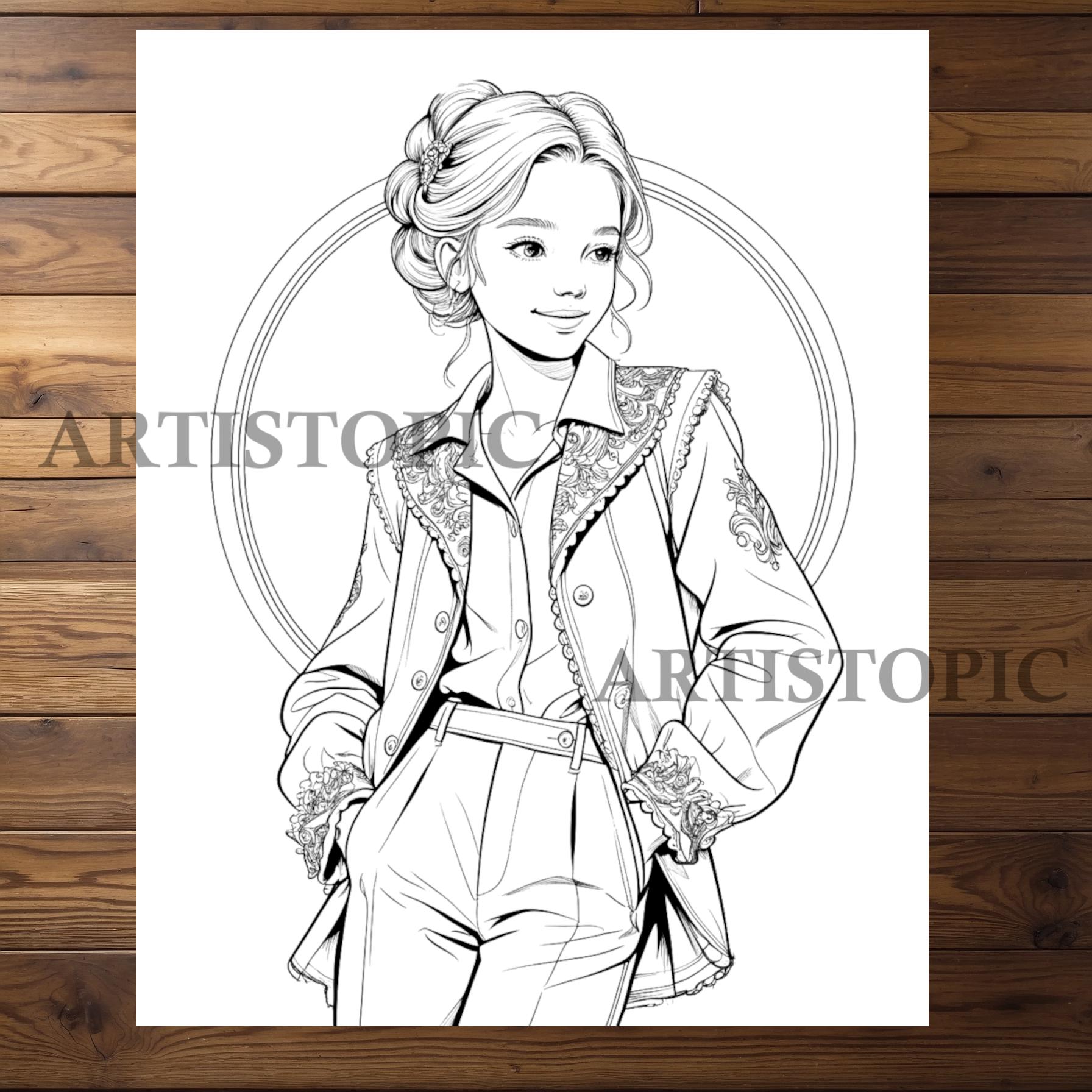 20 Modern Rococo Coloring Pages – Digital Download, Elegant Fusion Art ...