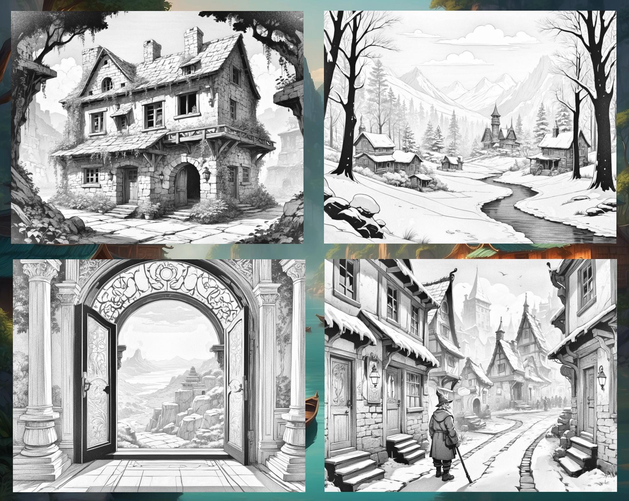 Enchanting Fantasy World Coloring Pages | A4 | Rpg-inspired | Printable ...