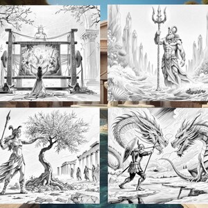 Greek Mythology Coloring Set – 30 Pages, Grayscale & Light Version ...