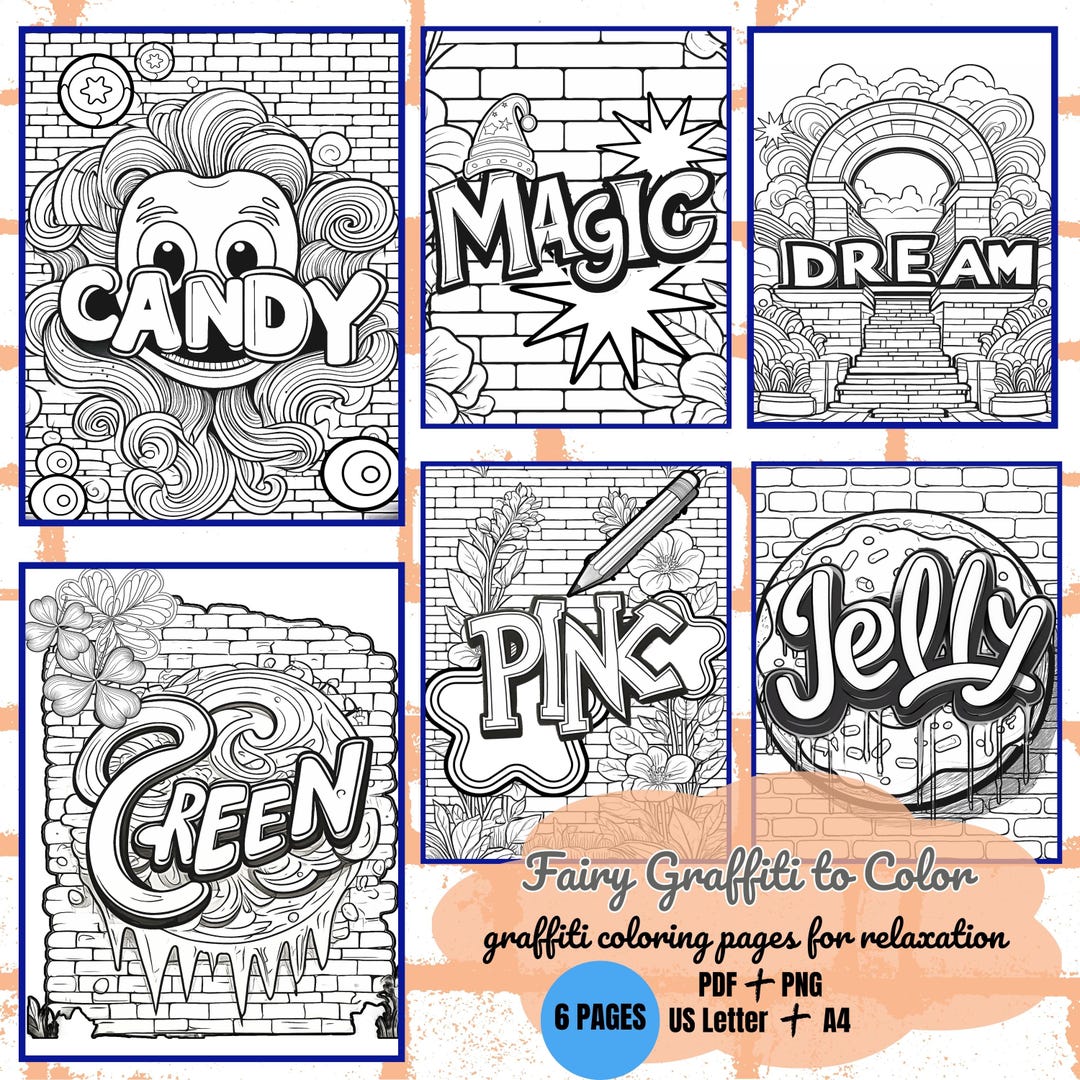 Urban Graffiti Street Art Coloring Page for Kids and Adults, Wall Art ...