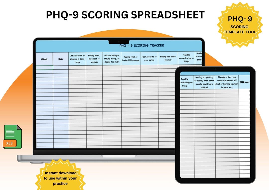 PHQ-9 Scoring Tool: Automated Excel Template for Therapists - Etsy