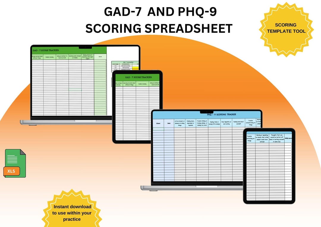 GAD-7 & PHQ-9 Scoring Tool: Automated Excel Template (digital Download) - Etsy