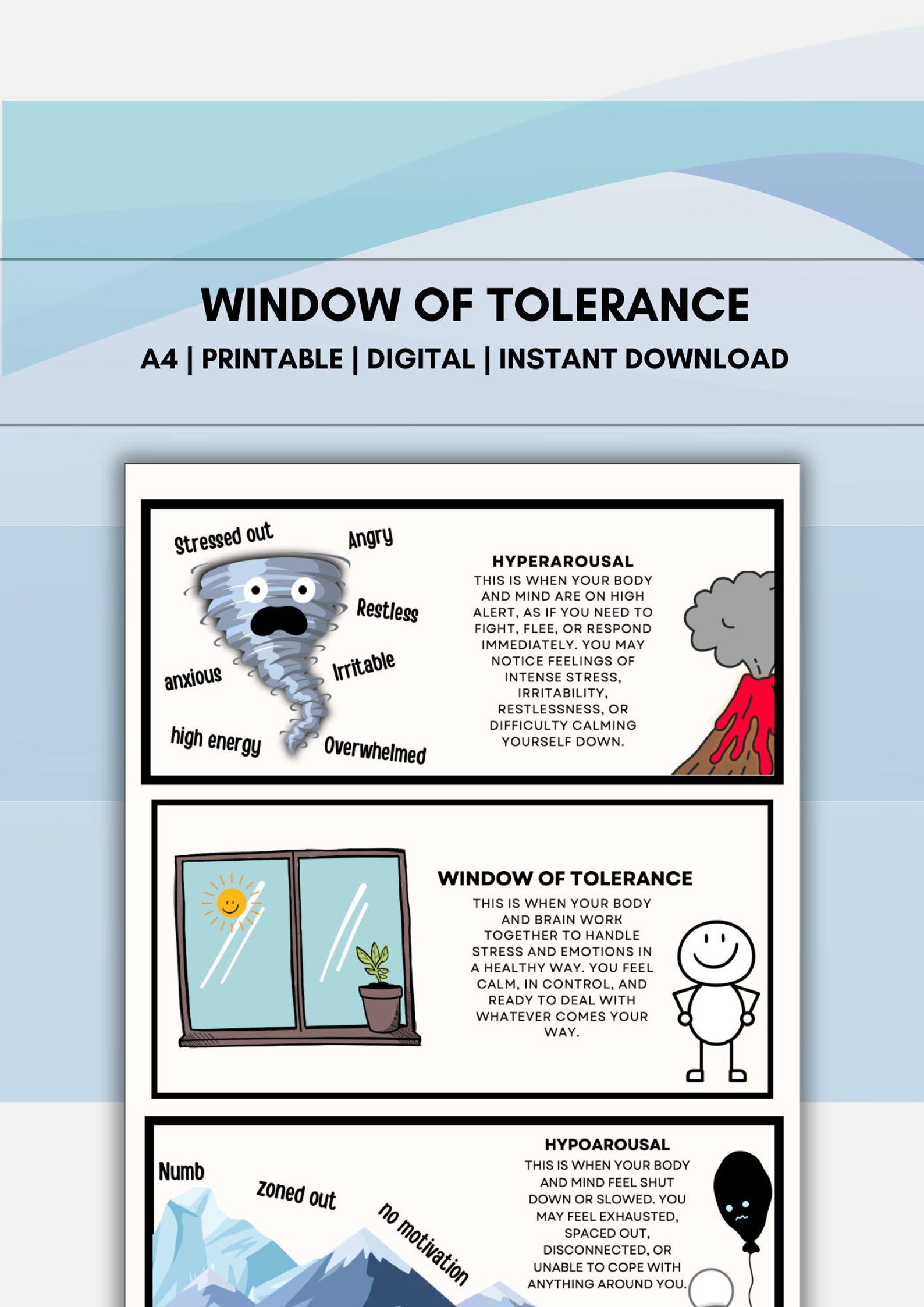 Window of Tolerance Poster & Worksheet | Emotional Regulation Printable ...