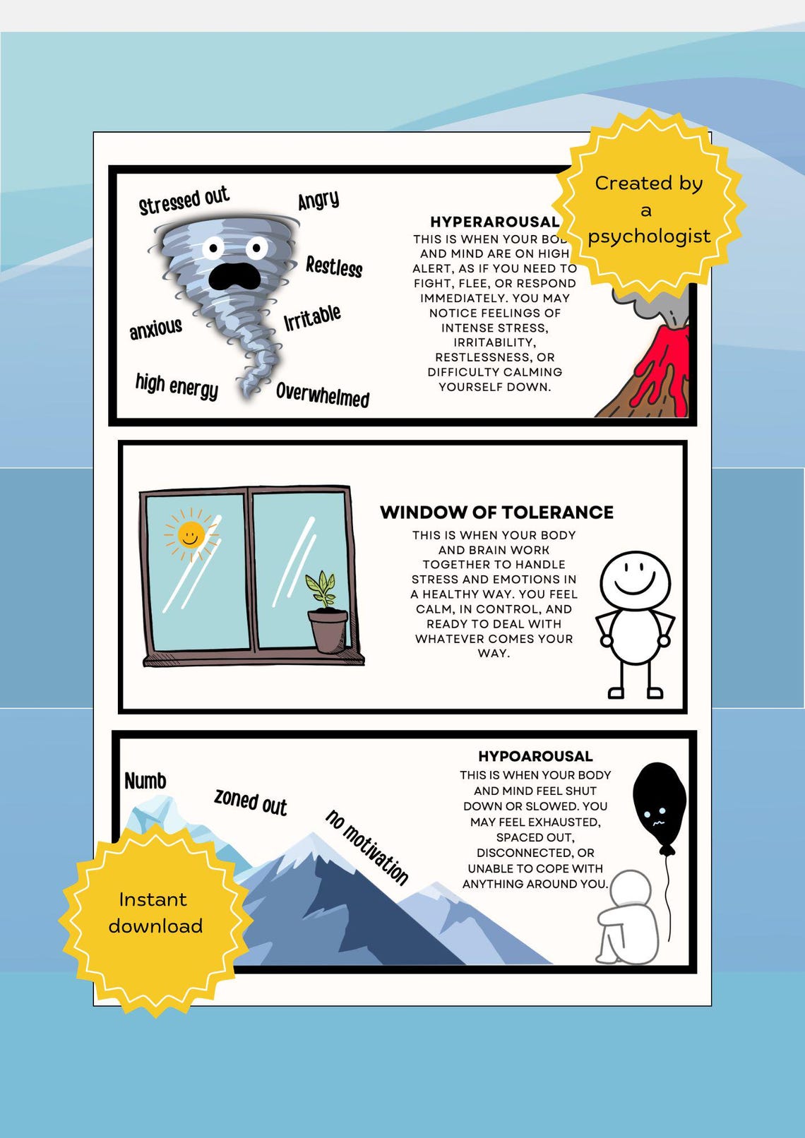 Window of Tolerance Poster & Worksheet | Emotional Regulation Printable ...