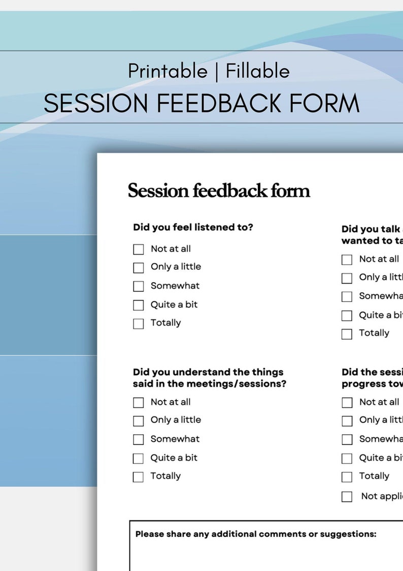Session Feedback Form | Session Evaluation, Psychology, Therapy ...