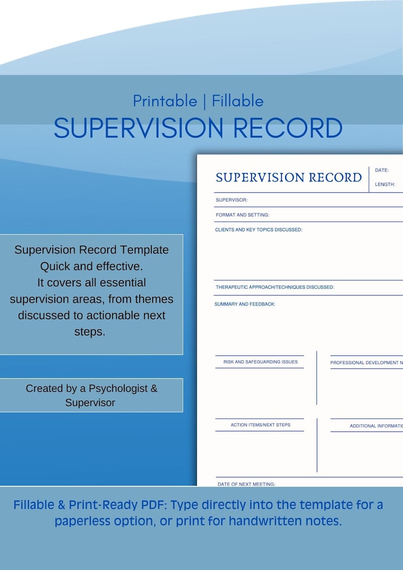 Clinical Supervision Form: Simple, Streamlined, Capturing the Essential Information - Etsy