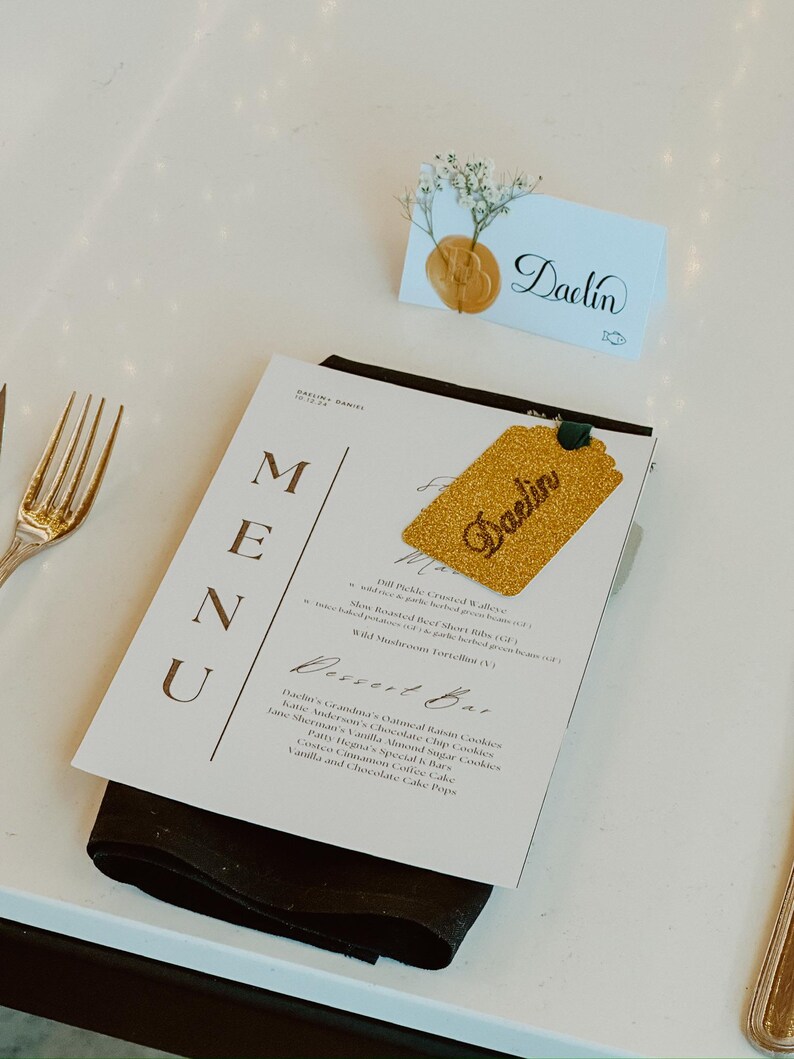 Name Card Template, Script 1 Wedding Place Cards, Simple Custom Name ...