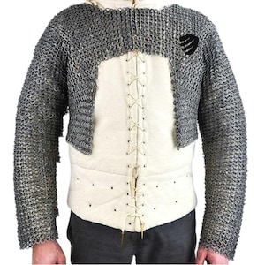 Medieval 9 Mm Chainmail Shirt Steel Flat Ring Riveted With Washer, Half ...