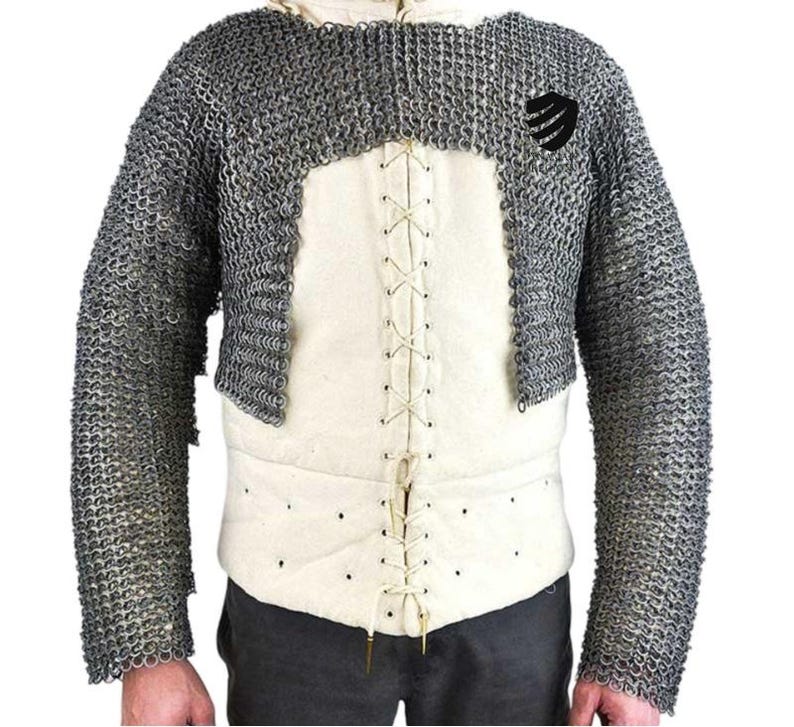 Medieval 9 Mm Chainmail Shirt Steel Flat Ring Riveted With Washer, Half ...