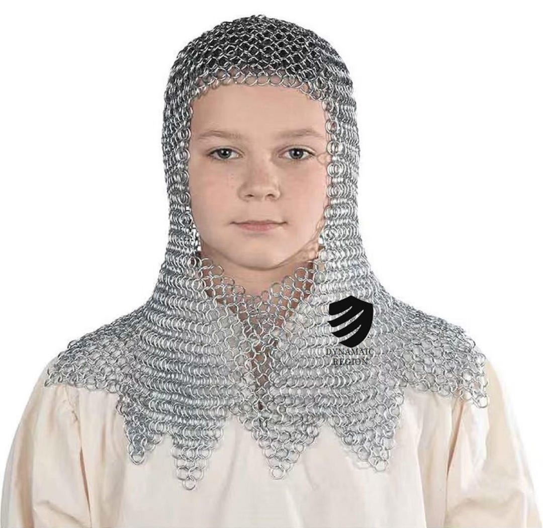 Medieval Chainmail Coif 10 Mm Aluminium Butted Zig-zag Chainmail Hood ...