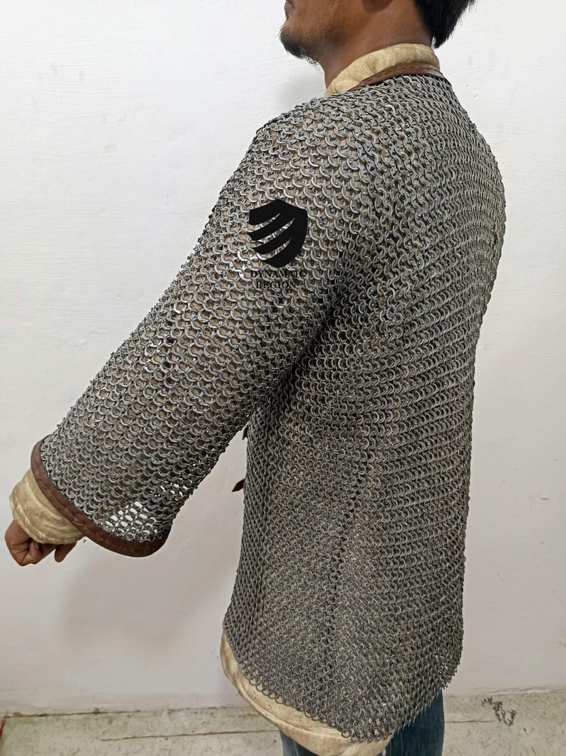 Medieval 9mm Mild Steel, Flat Ring Riveted, Washer, Full Sleeve Hauberk ...