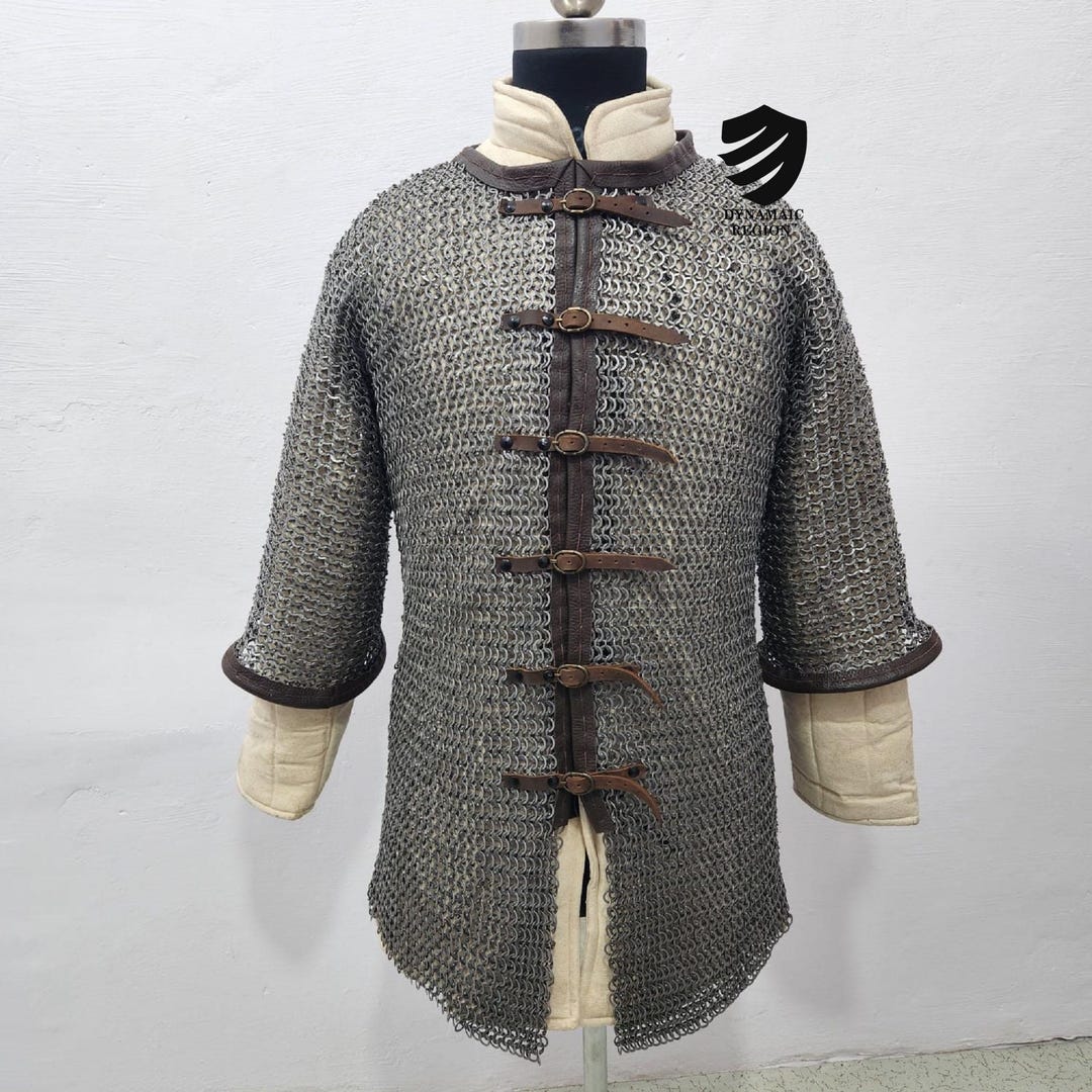 Medieval Chainmail Shirt: 9mm Flat Ring Riveted Half Sleeve Larp Armor ...