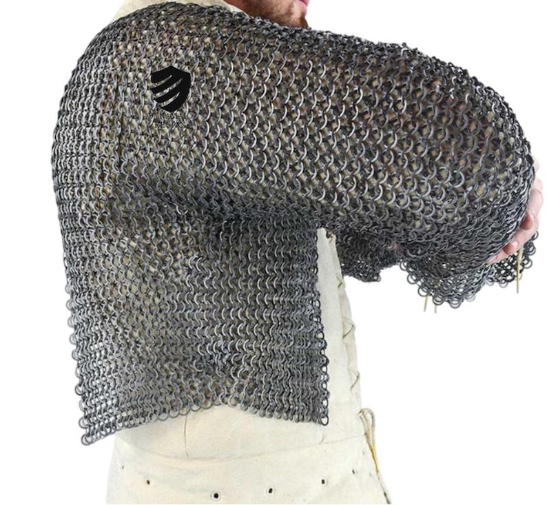Medieval Chainmail Shirt: Steel Flat Ring Riveted Half Sleeve Armor - Etsy