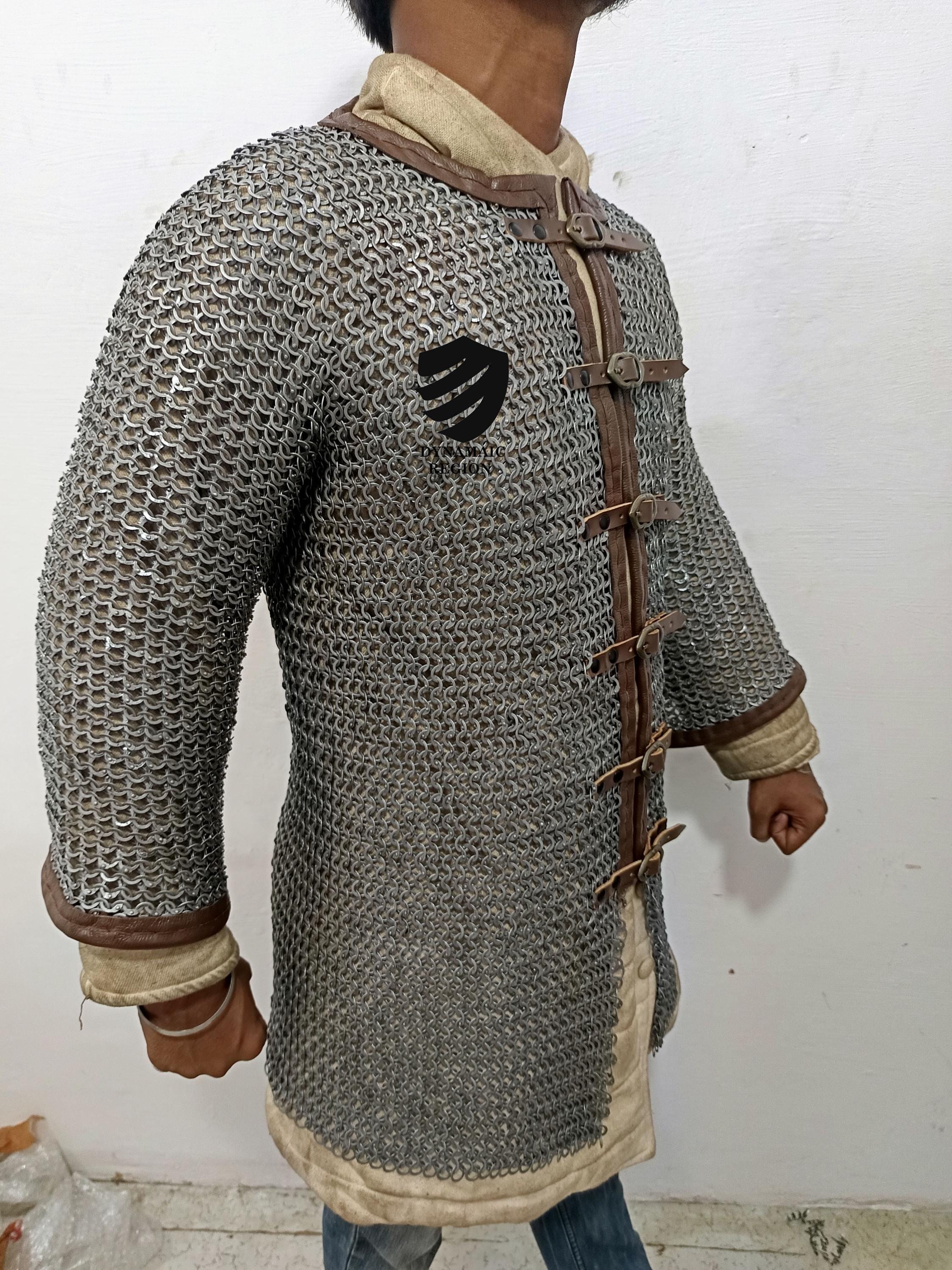 Medieval 9mm Mild Steel, Flat Ring Riveted, Washer, Full Sleeve Hauberk ...