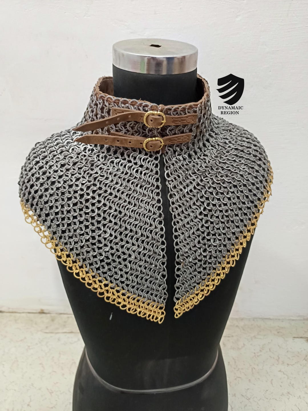 Riveted Chain Mail Collar: 9mm Mild Steel & Brass LARP Armor - Etsy