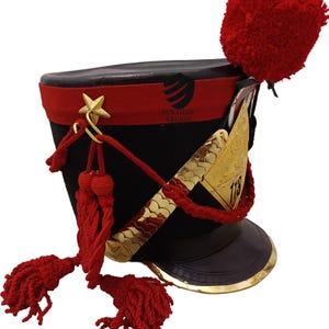 French Napoleonic Shako Helmet: Leather Military Officer Hat With Red ...