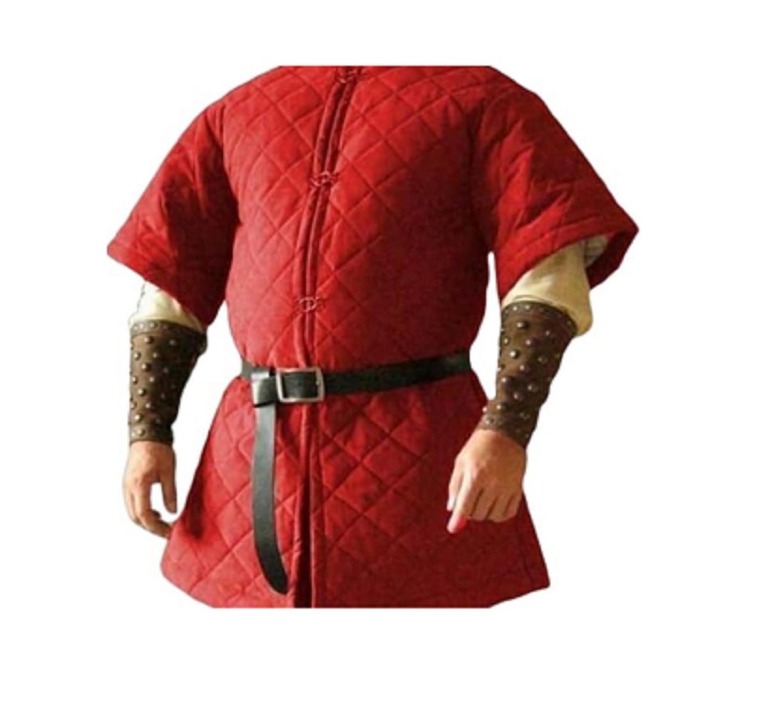 Medieval Armor Gambeson Viking Costume Cotton Fabric Half Sleeve Aketon ...