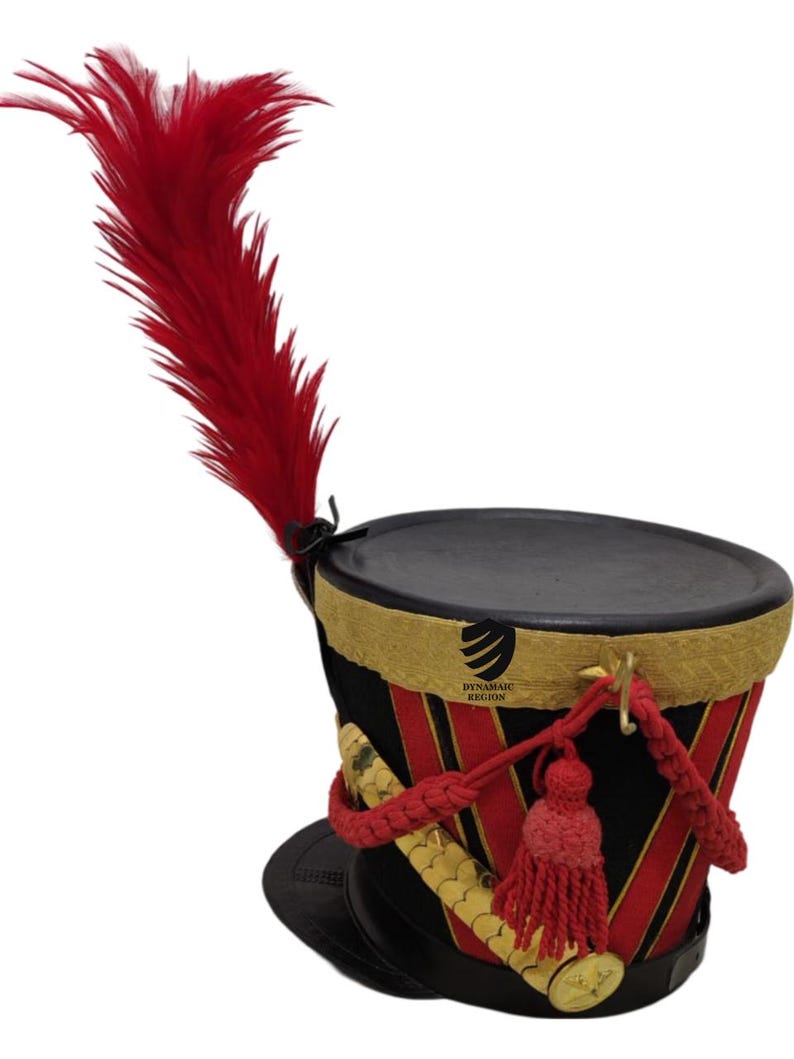 Napoleonic French Shako Helmet: Black & Brass Eagle, Red Plume - Etsy