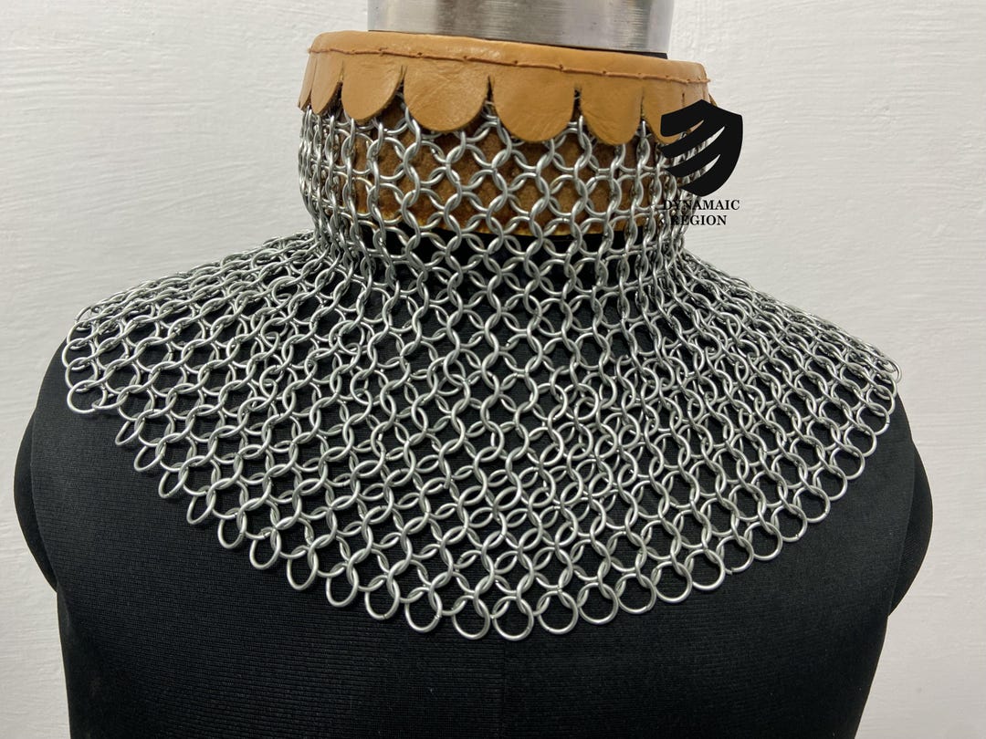 Medieval 9 Mm Mild Steel Round Butted Chain Mail Collar / Gorget for ...