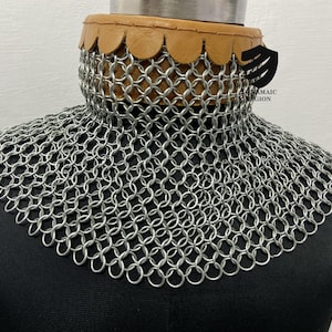 Medieval 9 Mm Mild Steel Round Butted Chain Mail Collar / Gorget for ...