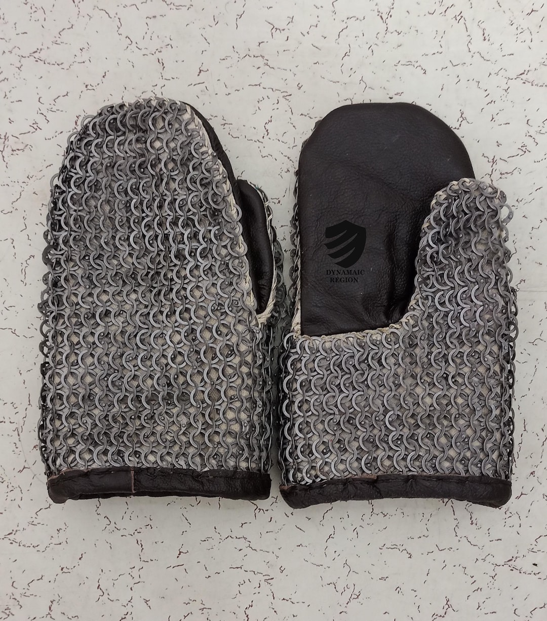Chainmail Mittens / Leather Chainmail Gloves 9 Mm Flat Ring Riveted ...