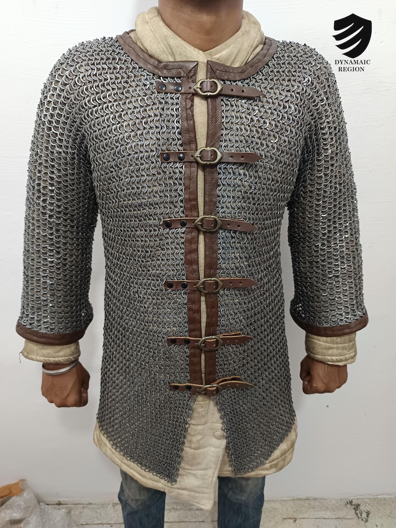 Medieval 9mm Mild Steel, Flat Ring Riveted, Washer, Full Sleeve Hauberk ...