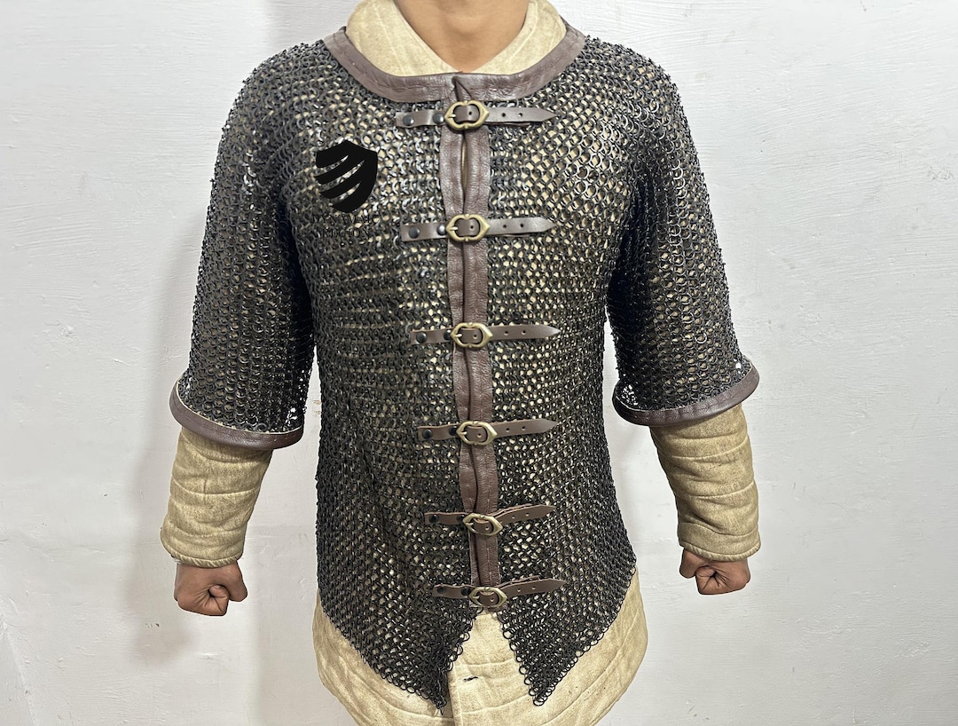 Medieval 9mm Mild Steel, Flat Ring Riveted, Washer, Full Sleeve Hauberk ...