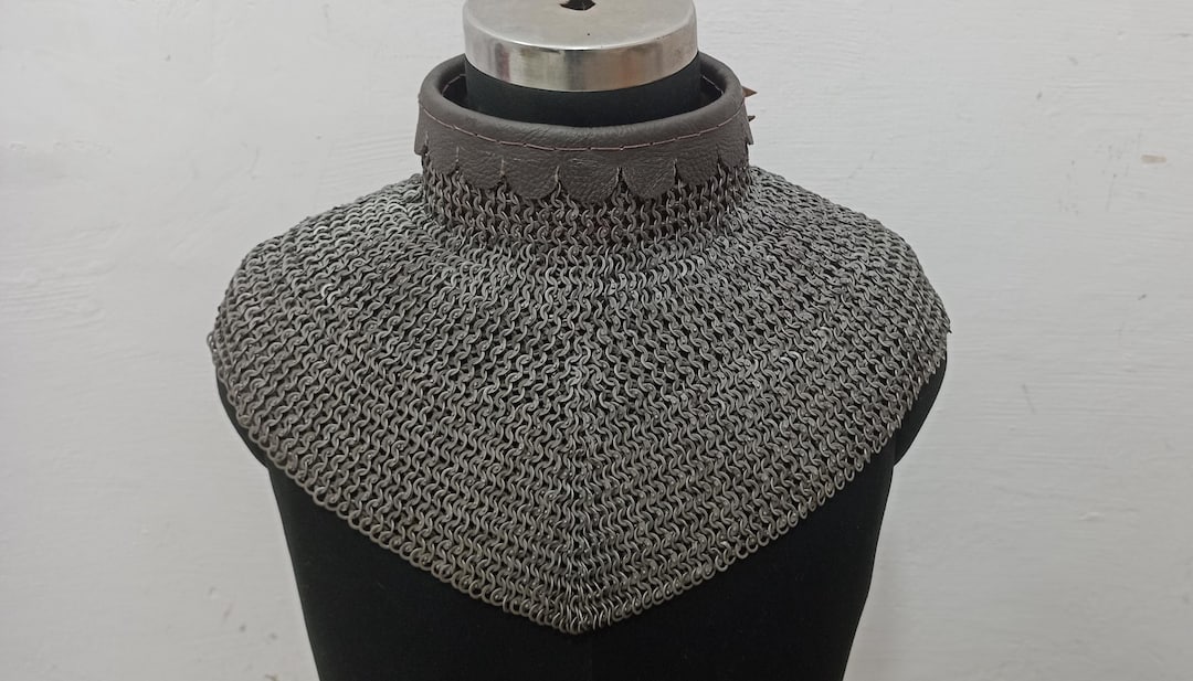 6 Mm Riveted Chain Mail Collar, Medieval Flat Ring Riveted Chainmail ...