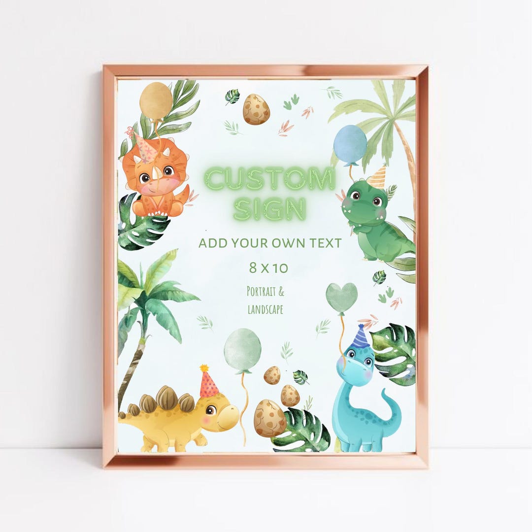 Dinosaur Birthday Signs Printable, Dinosaur Editable Sign 8x10 Custom ...