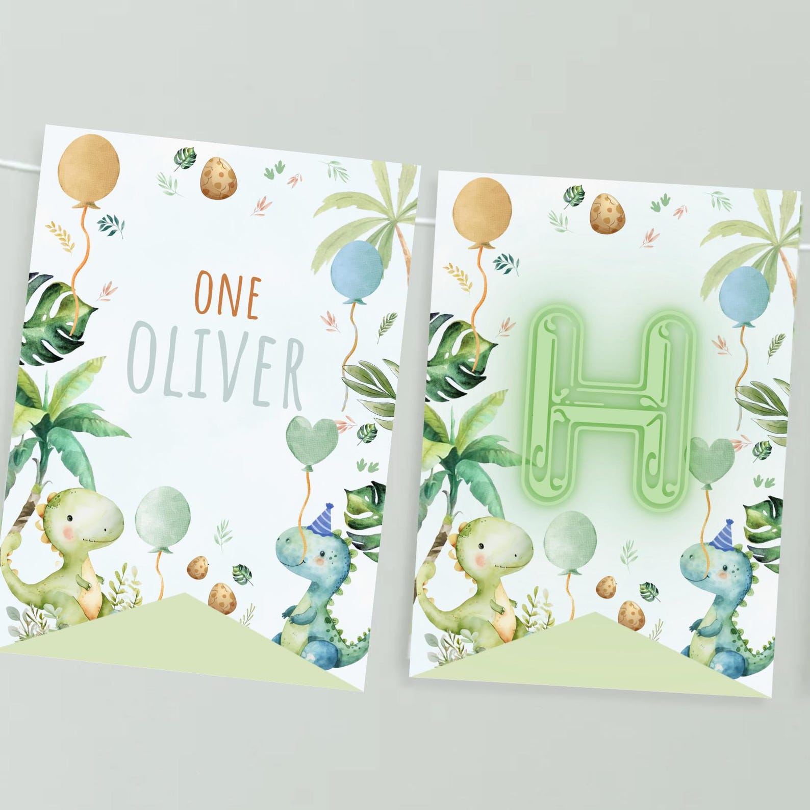 Dinosaur Birthday Banner Printable, Happy Birthday Banner, 1st Birthday ...