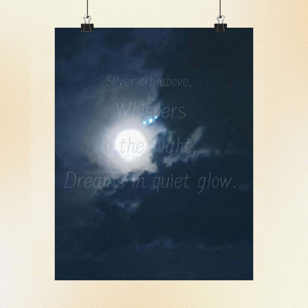 Vertical Poster, Moonlight Haiku Wall Art, Matte Print for Home Decor ...