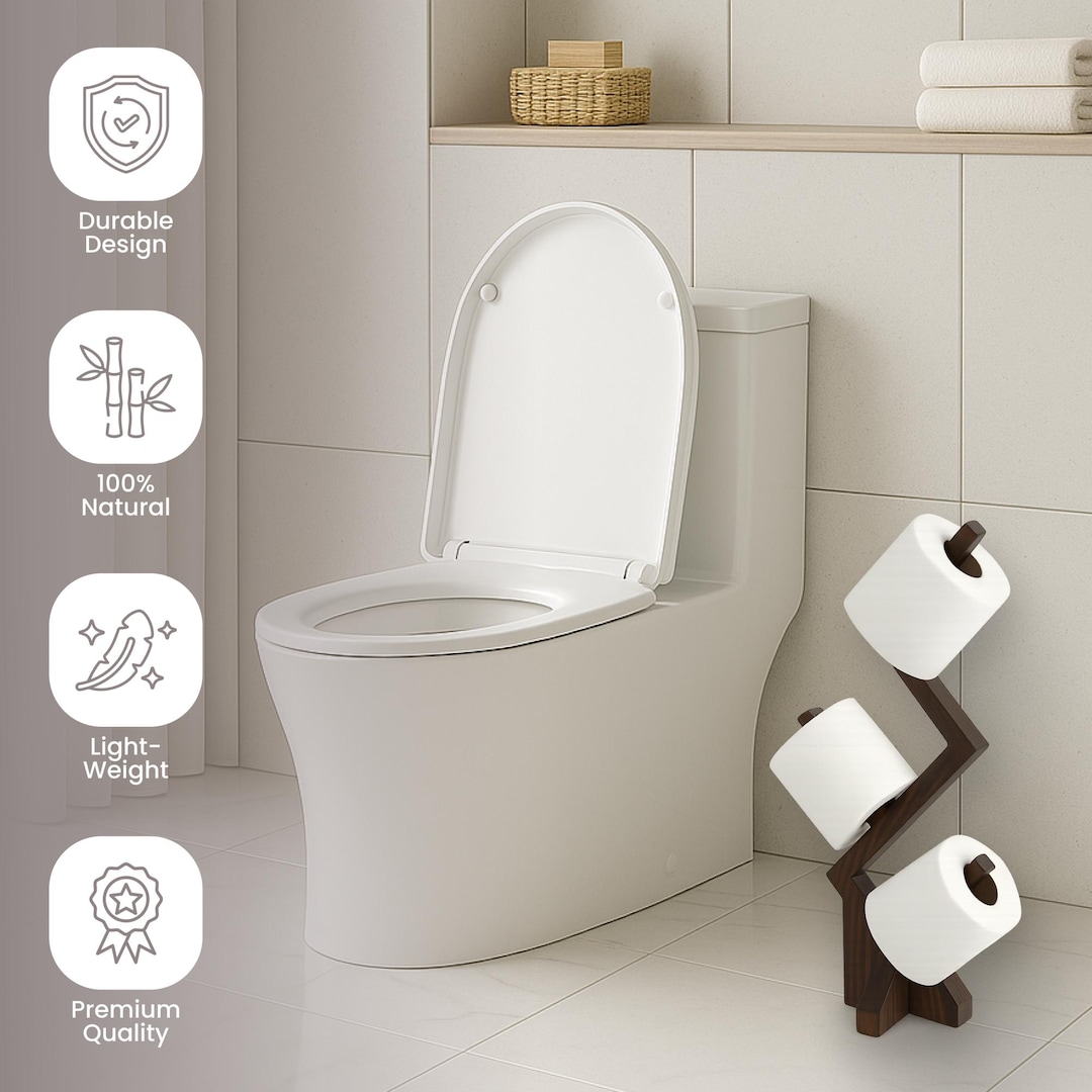 Zigzag Wooden Toilet Paper Holder | Modern Freestanding TP Stand - Etsy