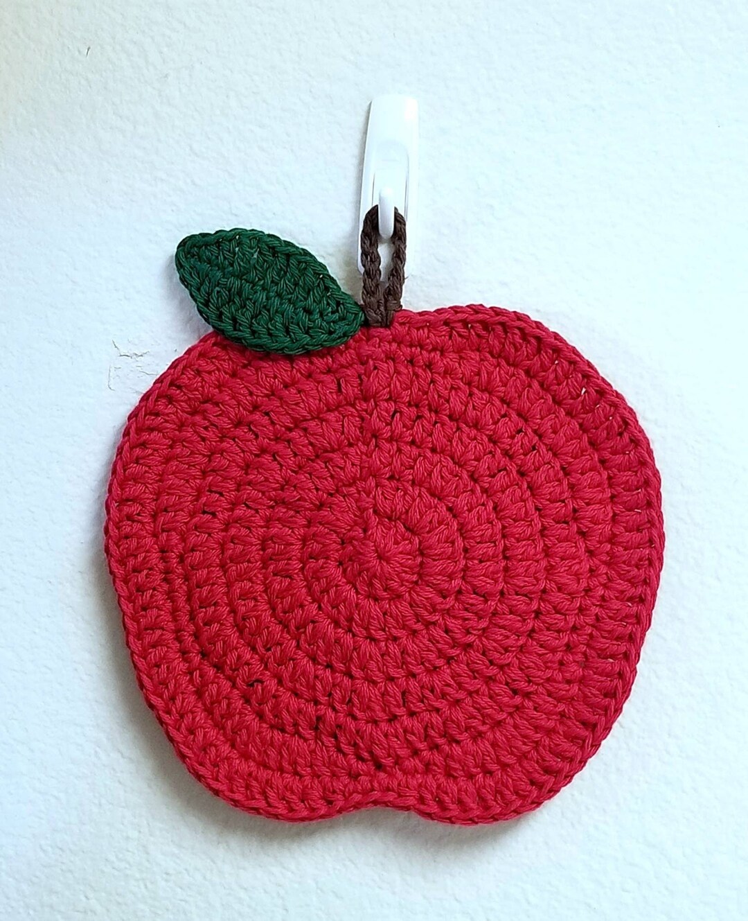 Crochet Red Apple Potholder- Fruit Trivet Hot Pad Pot Holder ...