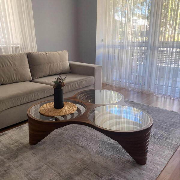 Stone and Glass Coffee Table - Etsy