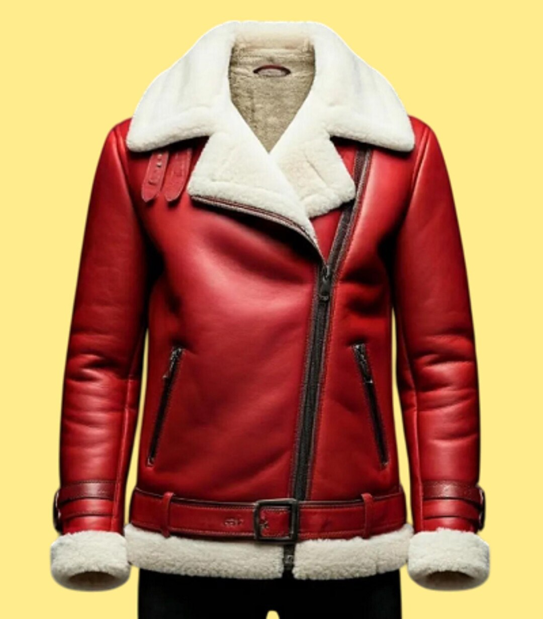 B3 Bomber Handmade Christmas Santa Claus Leather Jacket Christmas Fur ...