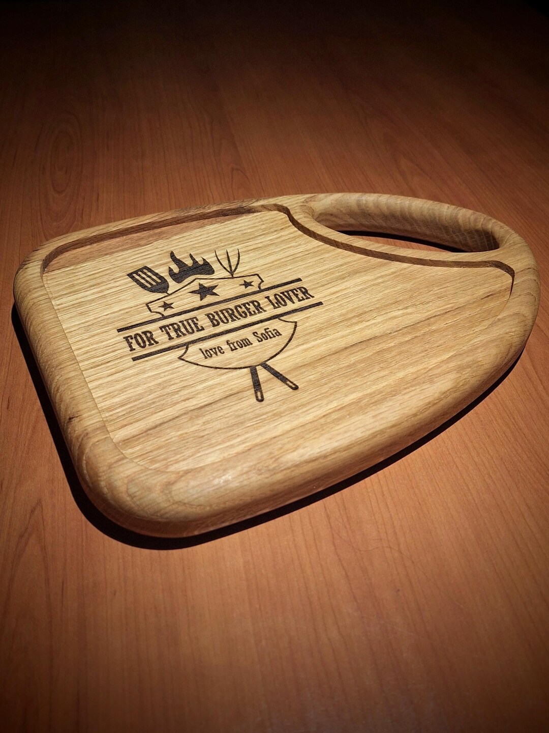 Personalized Burger Board, Custom Stake Plate, Engraved Serving Board ...