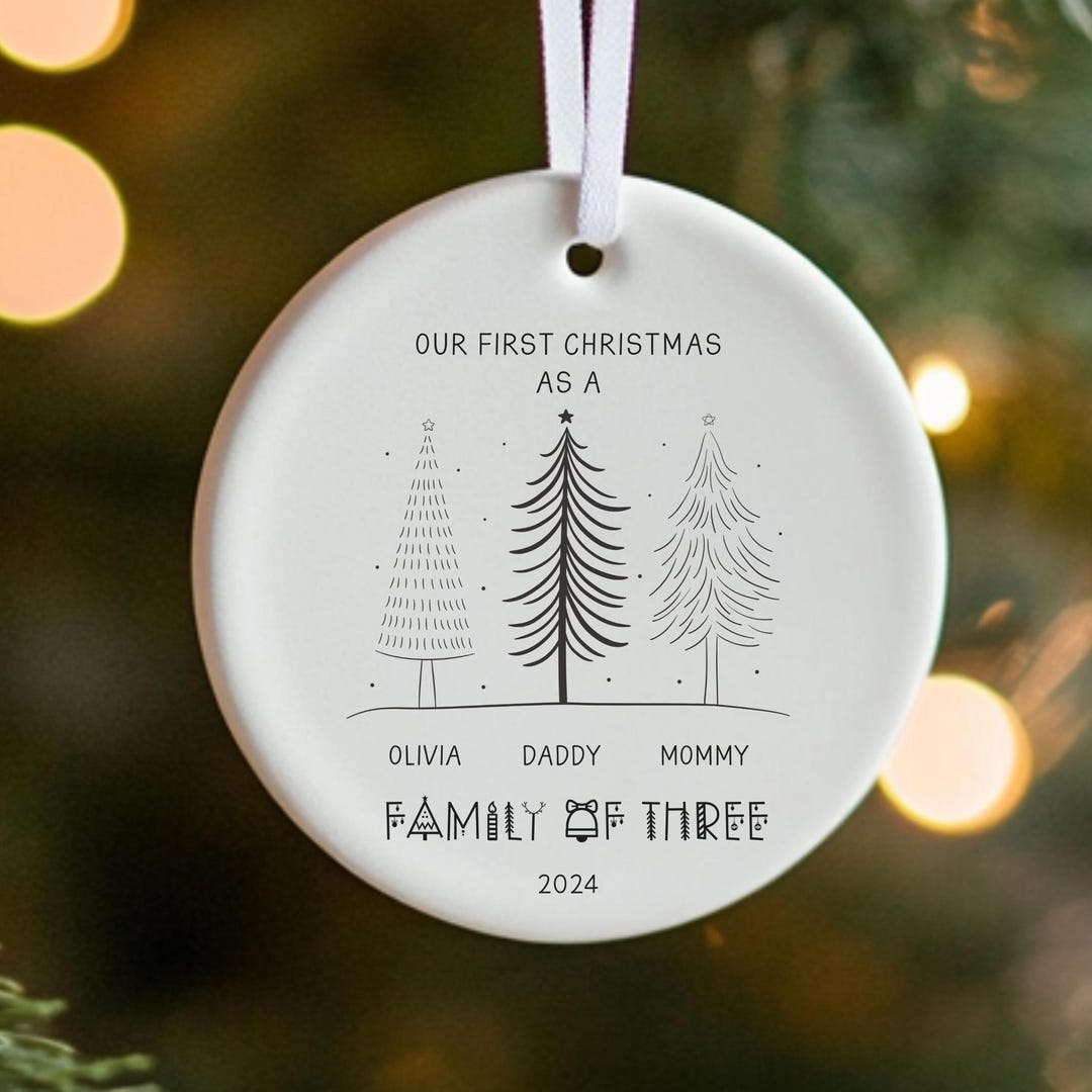 Personalized Family of Three Christmas Ornament Baby's First Christmas ...