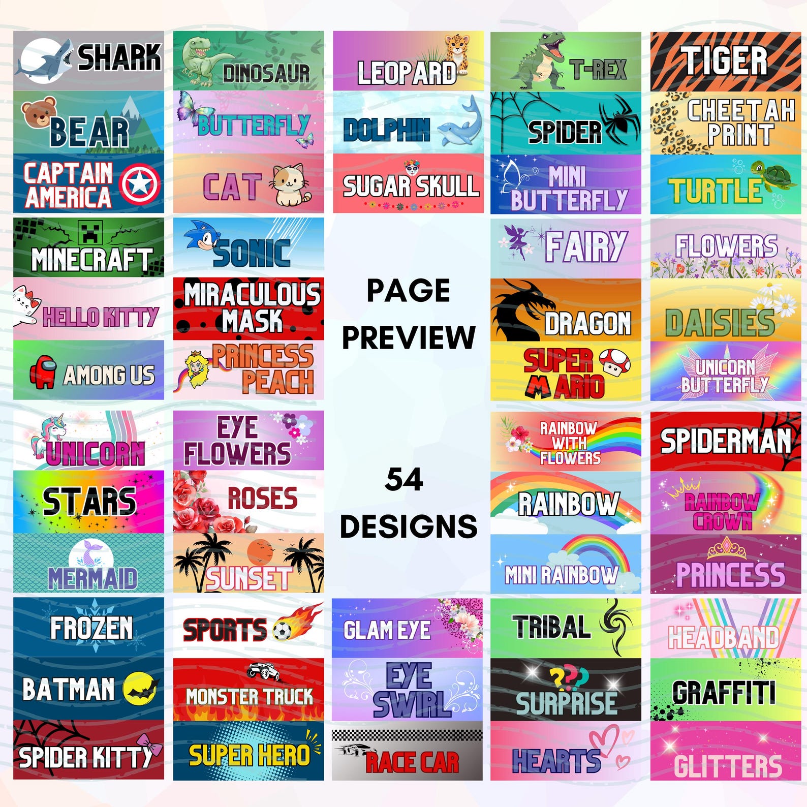 Printable Face Painting Menu Board Word Board Sign for Face Painters ...