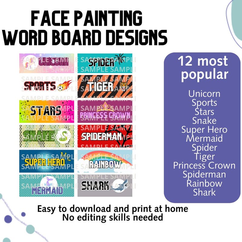 Face Painting Menu - Etsy