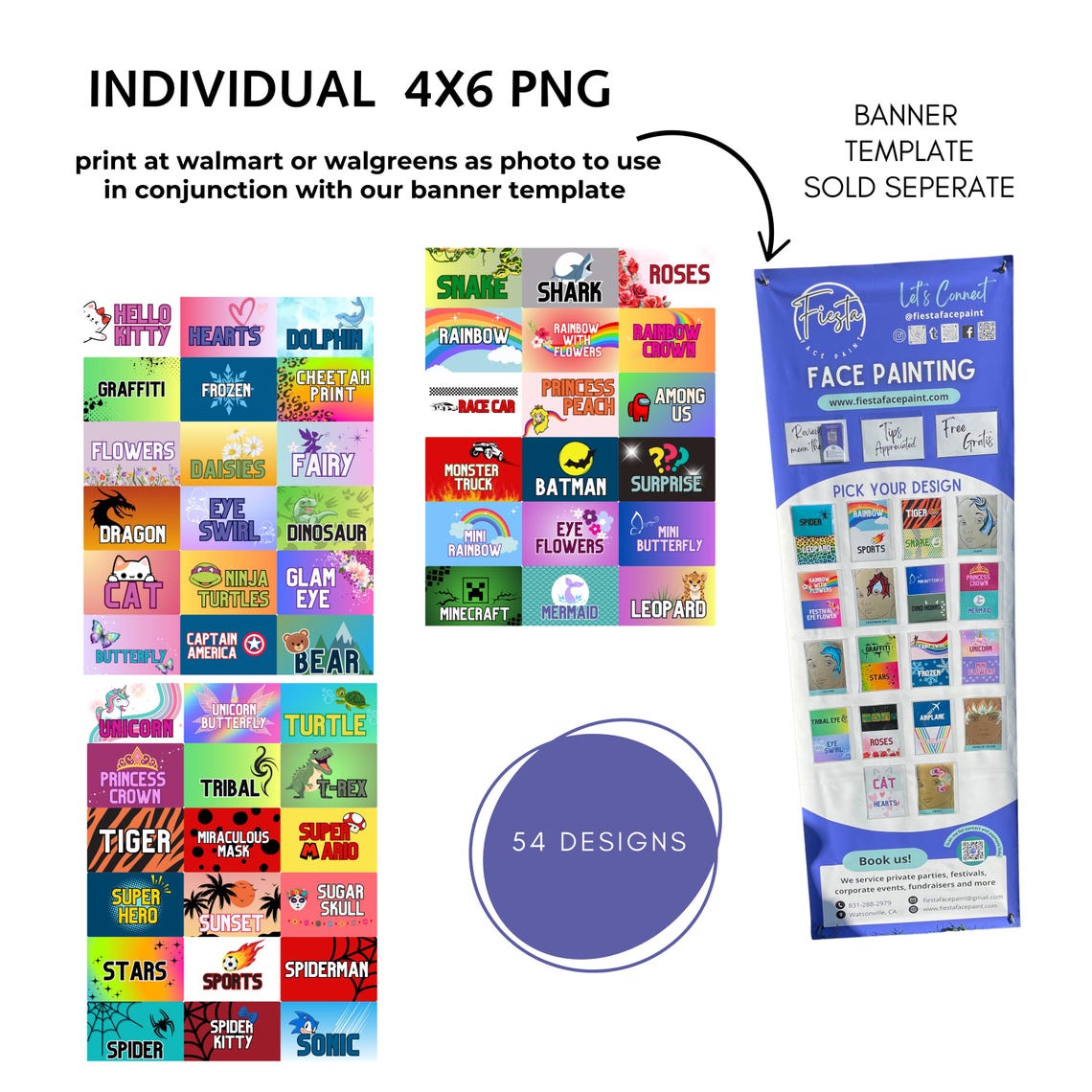 Face Painting Menu Board Word Board 4x6 PNG Designs Face Painting ...