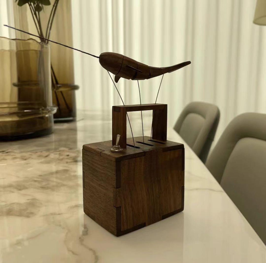 Handcrafted Wooden Swan and Whale Automata Music Boxes Unique Home ...