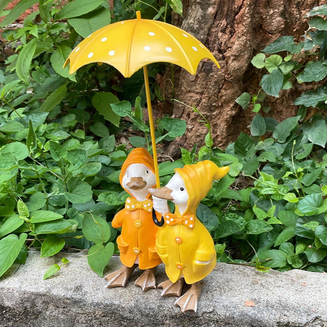 Funny Duck Statue With Umbrella: Hand-painted Resin Balcony Decor - Etsy