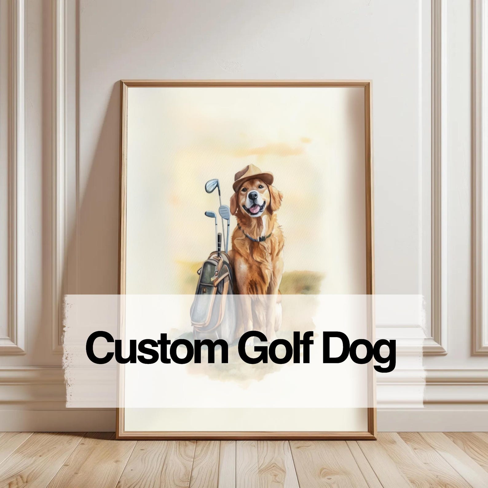 Custom Dog Golf Portrait – Personalized Pet Golf Art – Dog Golfer ...