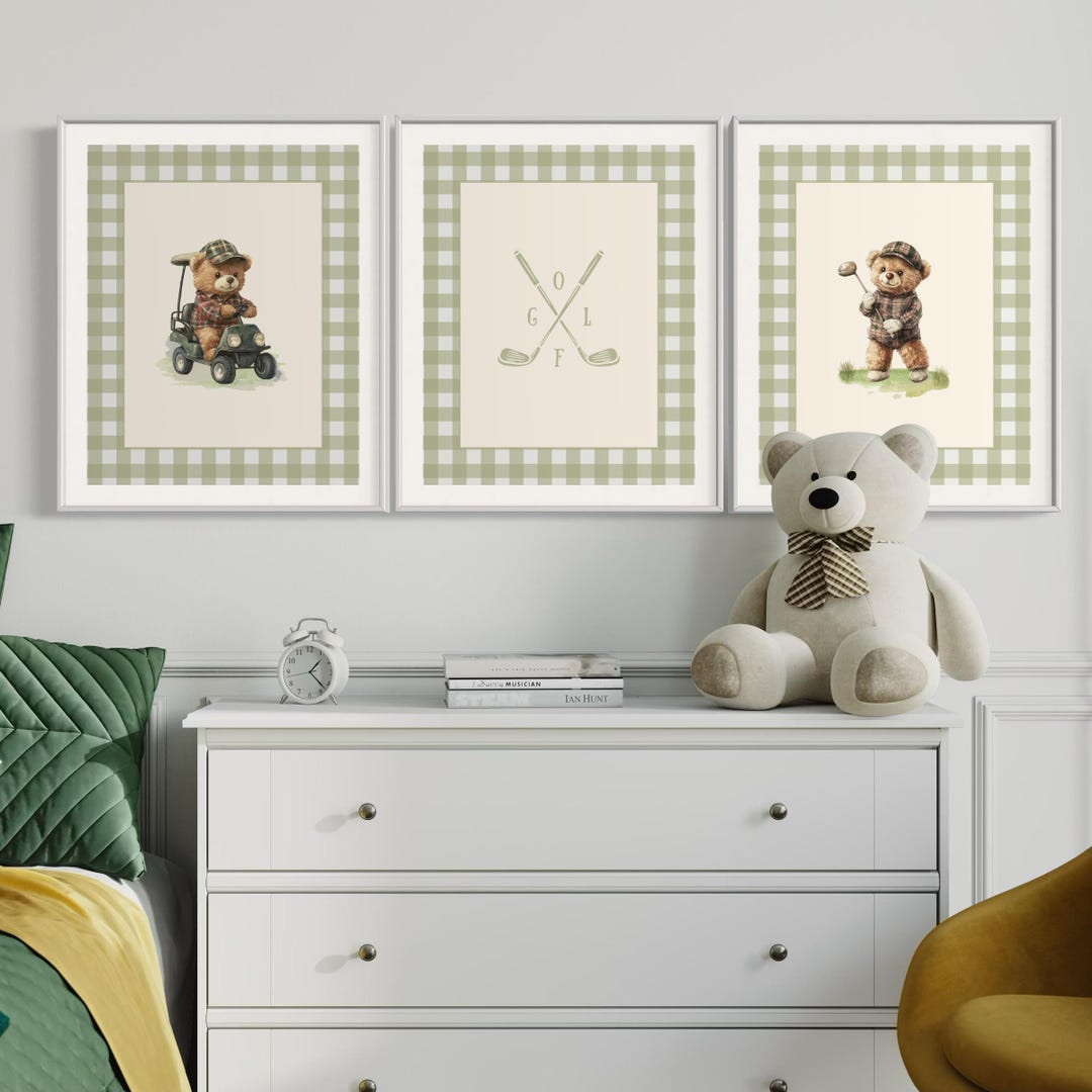 Boy Golf Nursery Art, Vintage Boy Nursery, Teddy Bear Golf Print ...