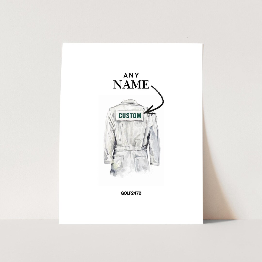 Custom Golf Caddie Jacket Watercolor Print | Personalized Golf Wall Art ...
