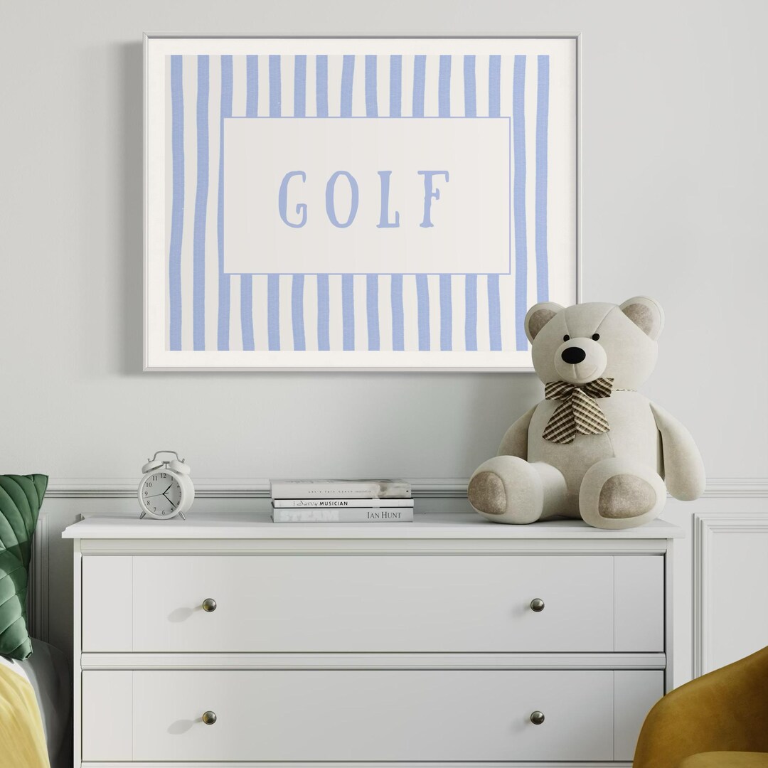 Nursery Golf Sign, Golf Nursery Wall Decor, Blue Monogram Golf Print ...