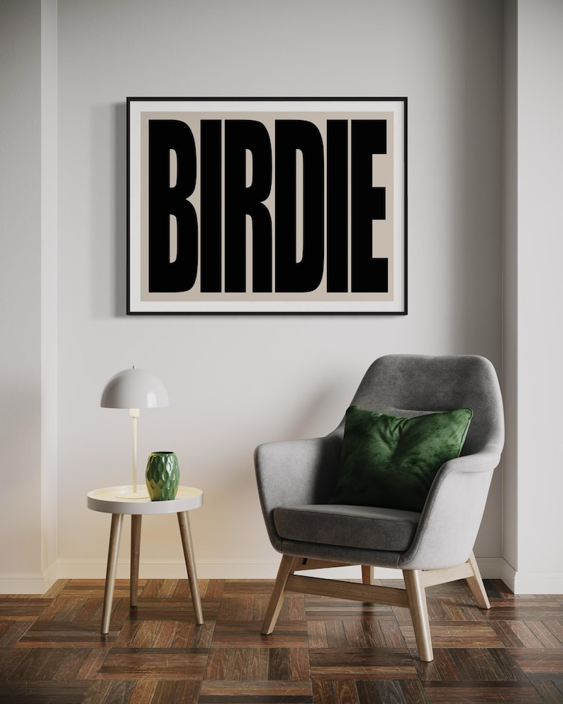 BIRDIE Poster, BIRDIE Typography, Modern Golf Poster, Golf Art, Golf ...